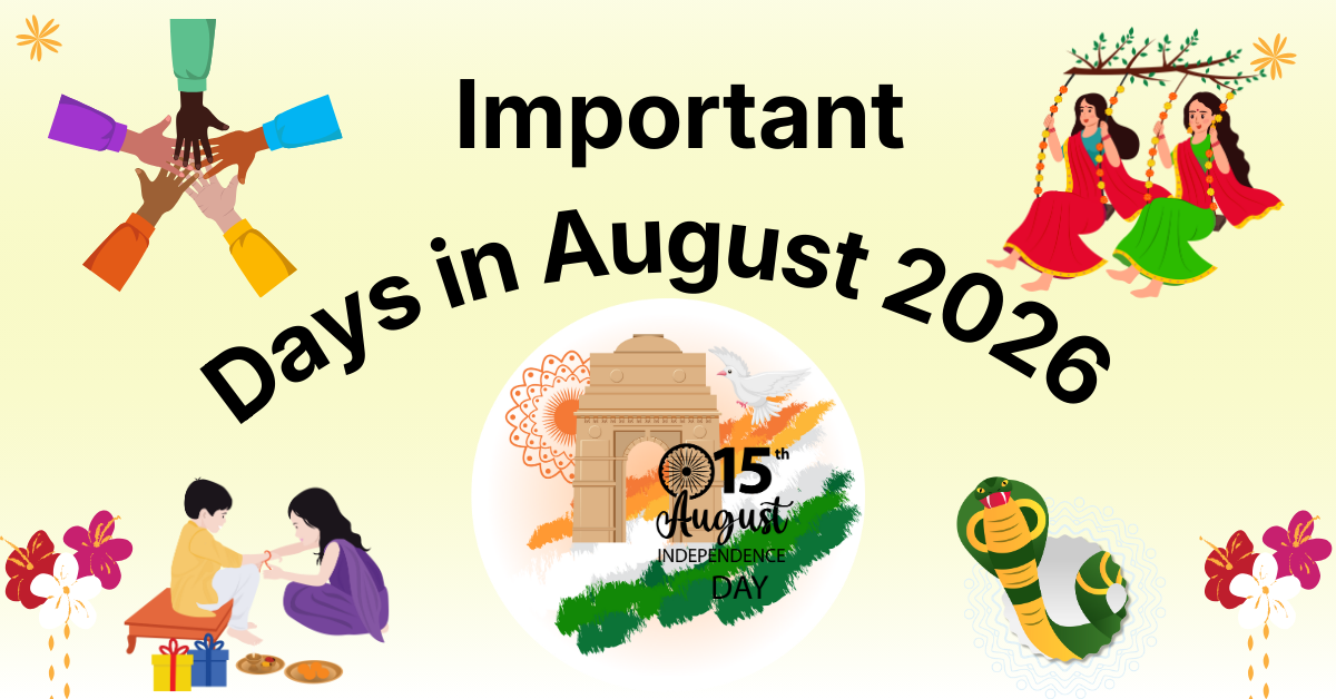 August 2026 Calendar: Important Days in August 2026 – Festivals ...